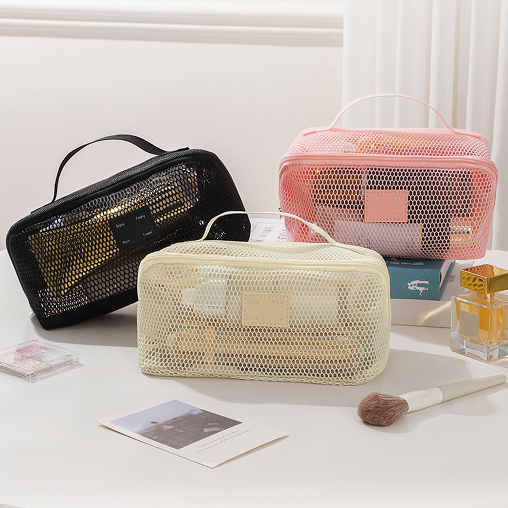 Cosmetic Makeup Toiletry Kit Pouch Organizer Hand-held Mesh Large ...