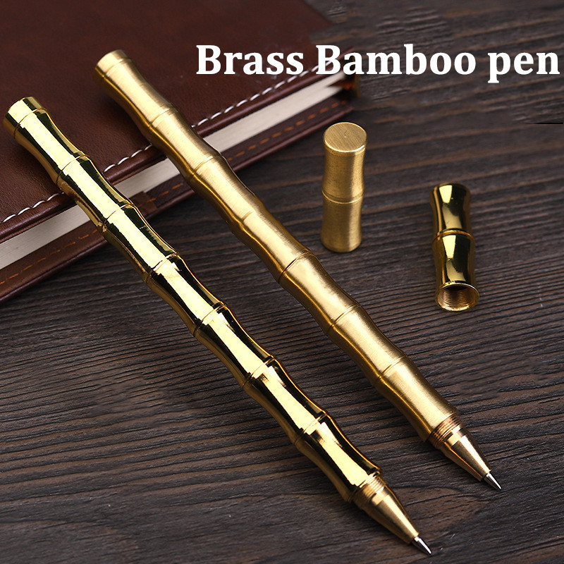 1PCS Creative Gift Brass Bamboo Knot Pen Metal Neutral Signature Pen ...