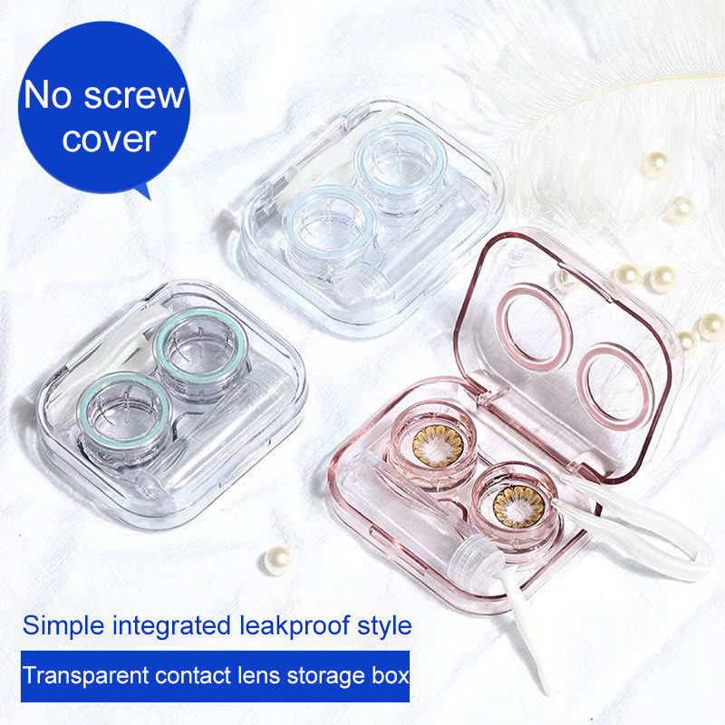 Contact Lens Case Transparent No Screw Cap Cute Portable Convenient ...