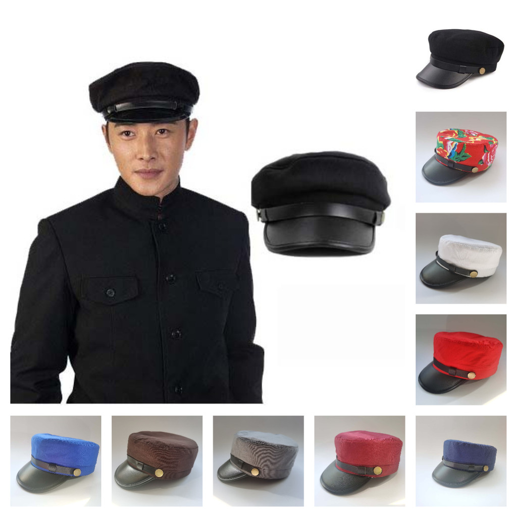 Unisex Leather Hat Eaves Panel Navy hat Sailor Hats Ladies Beret Caps ...