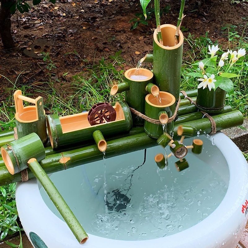 Bonsai Bamboo Flow Water Device Circulat Filter Bamboo Tube Ornaments ...