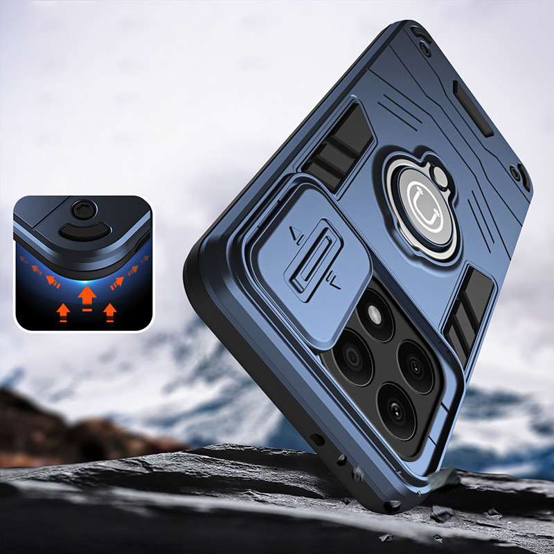 For Honor X8b Luxury Slide Camera Shockproof Magnetic Ring Stand ...