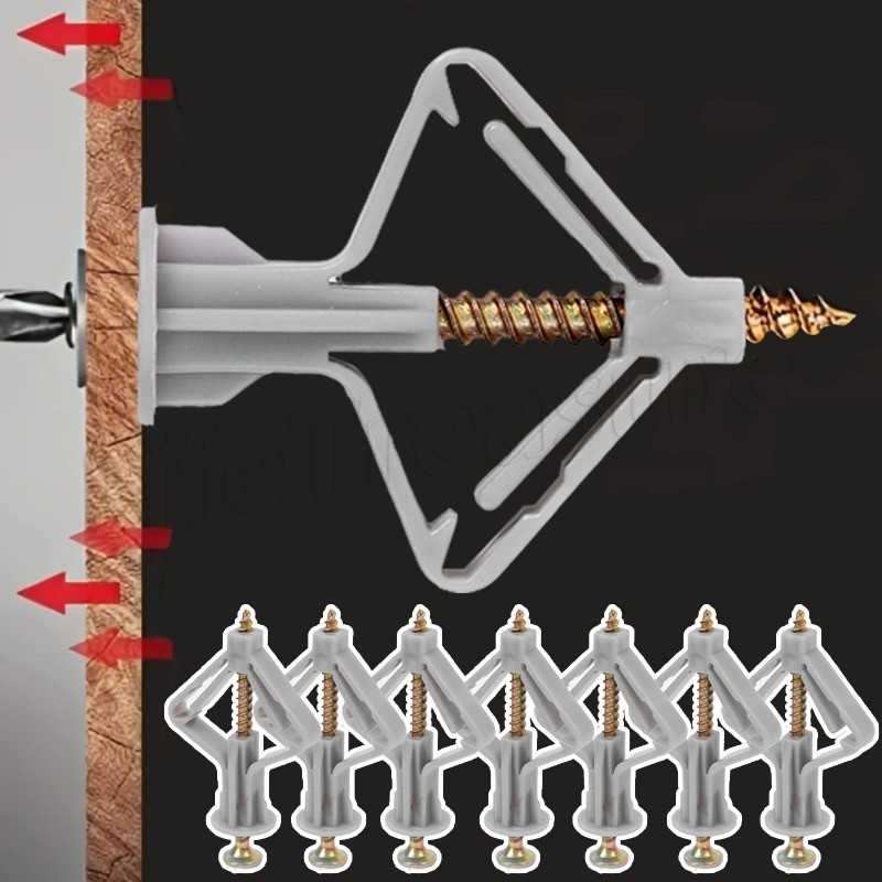 Plastic Expansion Drywall Anchor Kit with Screws - Plasterboard Plugs ...