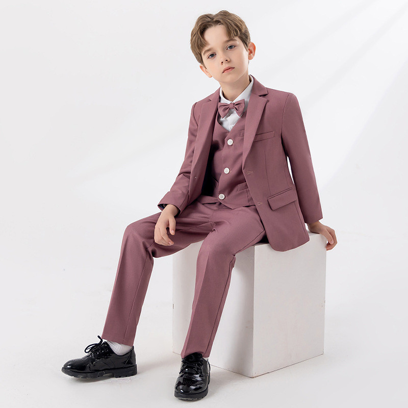 2-14 Years Kid Boys Formal Suit Set Children Gentleman Suit Pink Blazer ...