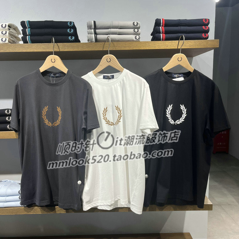 FRED PERRY'S Fashion Trend Brand Wheat Ear Logo Printed Short Sleeved T ...