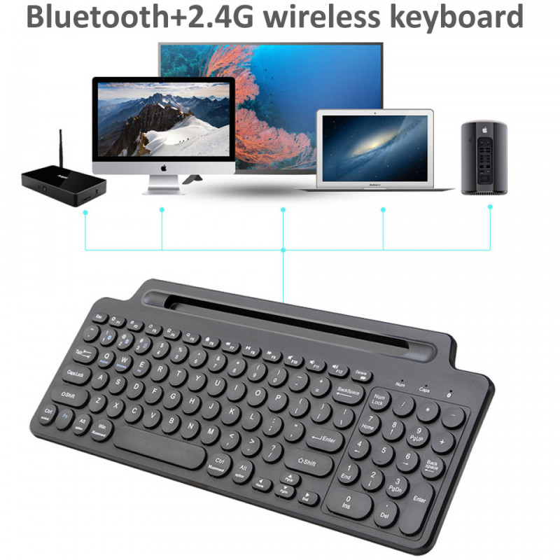 2.4G Wireless Bluetooth Keyboard with Number Touchpad Mouse Card Slot Numeric Keypad for Android ...