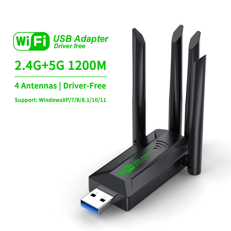 1200Mbps WiFi USB Adapter Network Card Dual Band 2.4G/5Ghz Wi-Fi Dongle ...