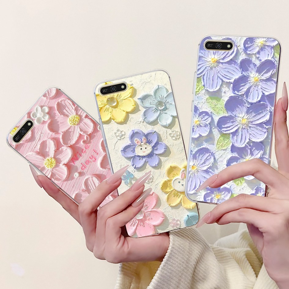 Soft Casing For Huawei Y6 2018 Case Fashion Flower Butterfly Clear ...