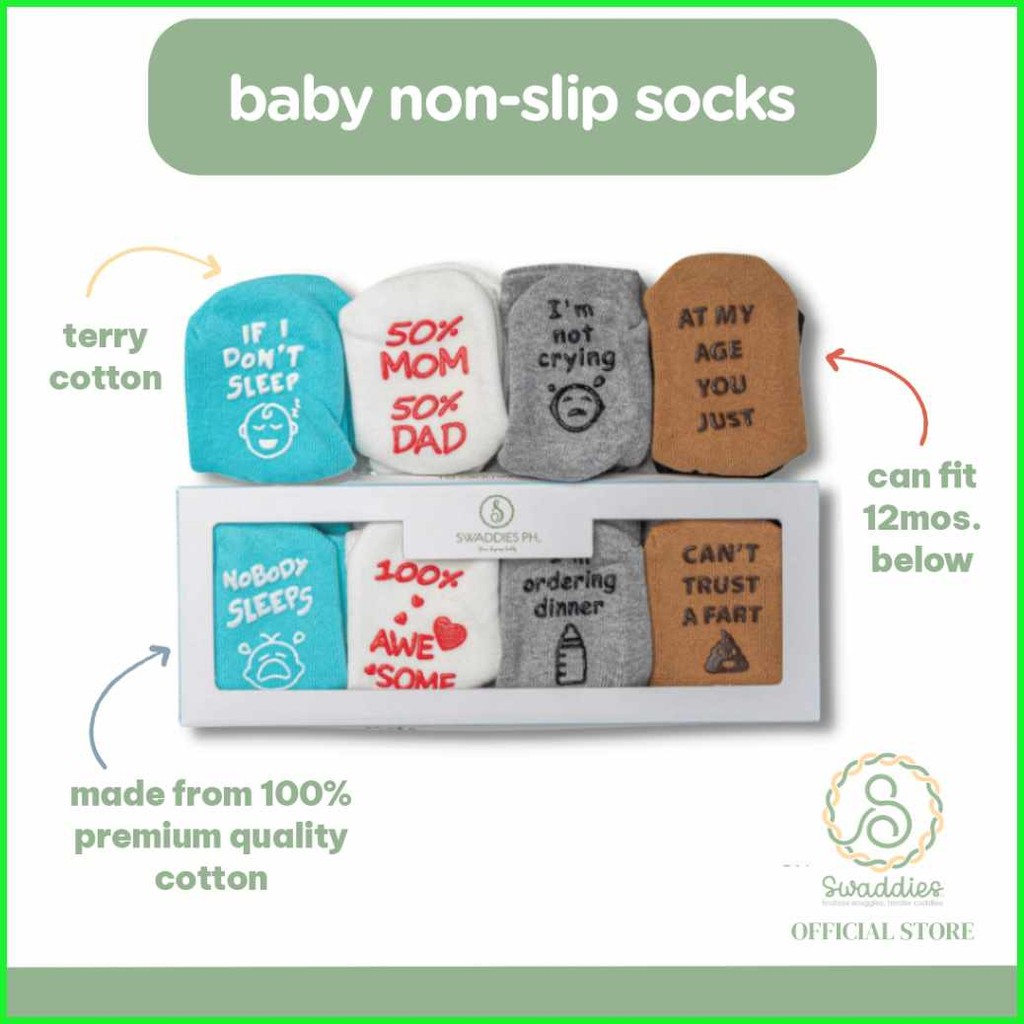 Swaddies:pX^PH}x[Baby`GH;Socks&Non-slip&(1&Set&of&4) | Shopee Philippines