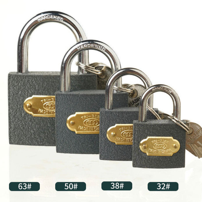 38mm/50mm Heavy Duty Iron Padlock with 3 Iron Keys, Cast Iron Padlock ...