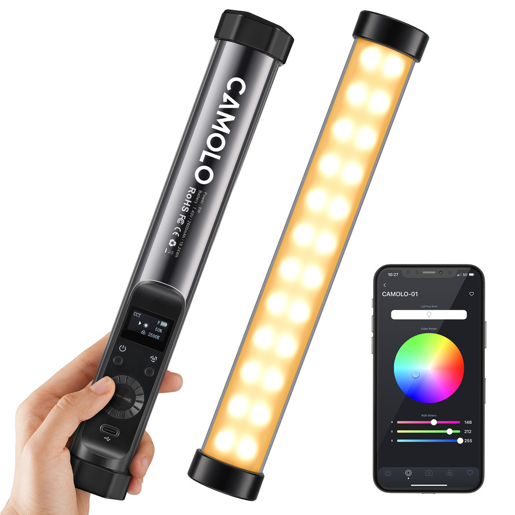 CAMOLO RGB Handheld Video Light Portable Photography Studio Light with ...