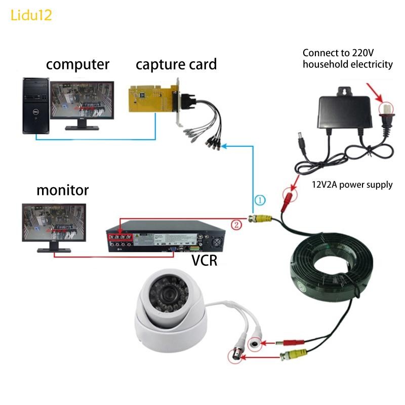 Lidu12 5-30M BNC+DC Connector 2 in 1 BNC CCTV Cable coaxial Video Power ...