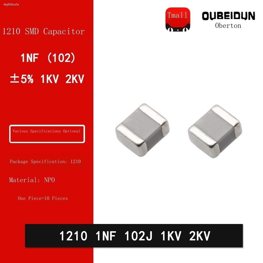 1210 1NF 1000PF 1000V 2000V 102J 5% COG NPO 3225 SMD Ceramic Capacitor ...