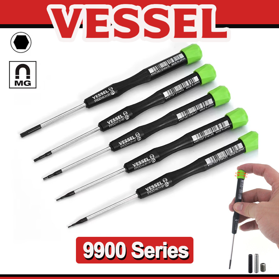 VESSEL Micro Screwdriver Magnetic Precision Screwdriver Hex Head Repair ...
