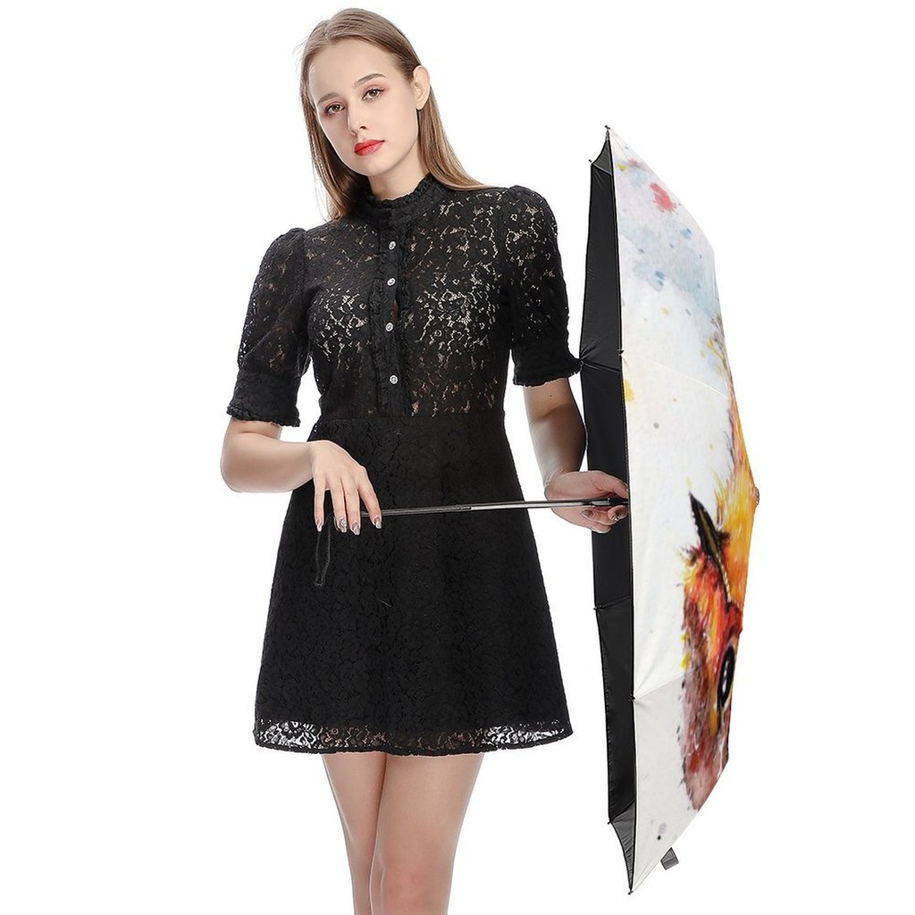 Umbrella Hand Open Three Fold Black Umbrella (printed on the Outside ...