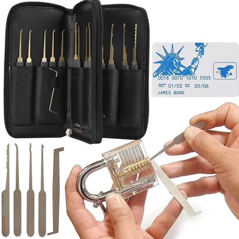 24pcs Lock Pick Set, Lock Picking Tools Clear Practice Padlock+Keys for Training Locks ...