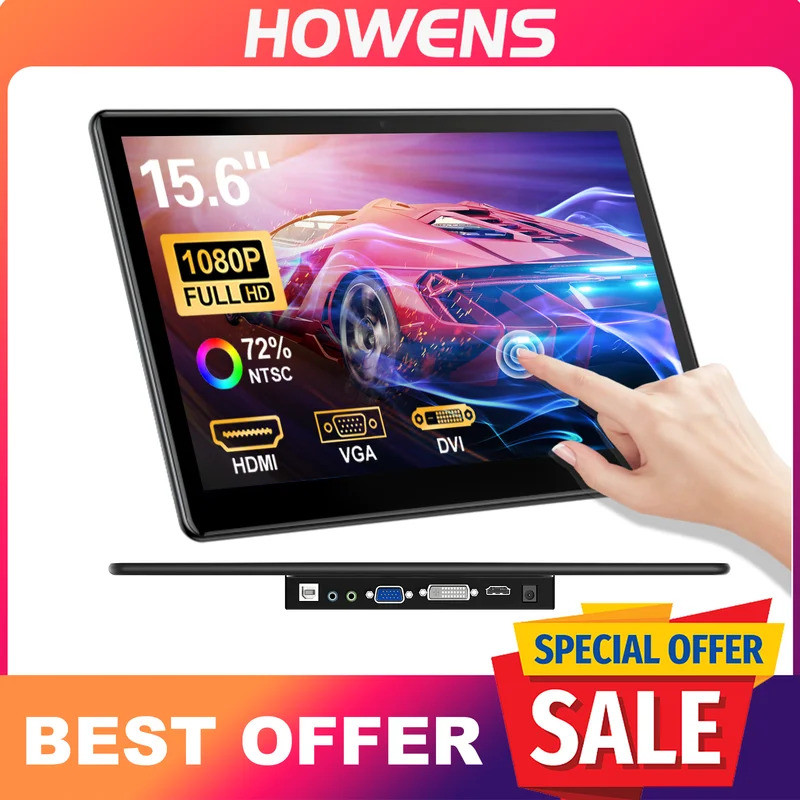 HOWENS 15.6 inch Monitor Industrial Touchscreen 1920x1080 Laptop ...