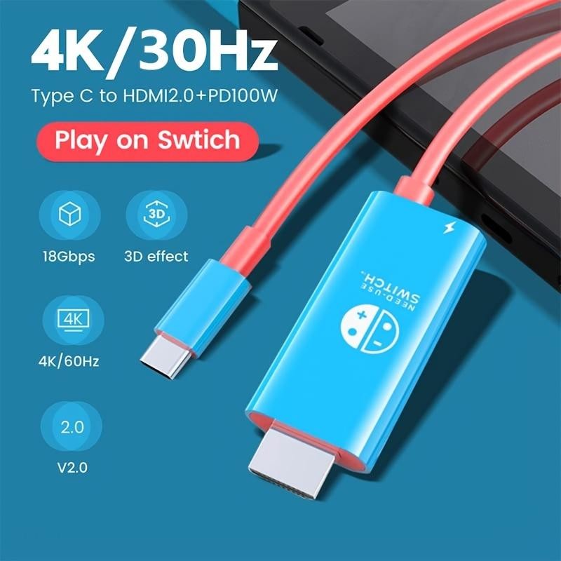 Switch Nintendo USB Type C To 4K HDMI Conversion Adapter Cable for TV ...