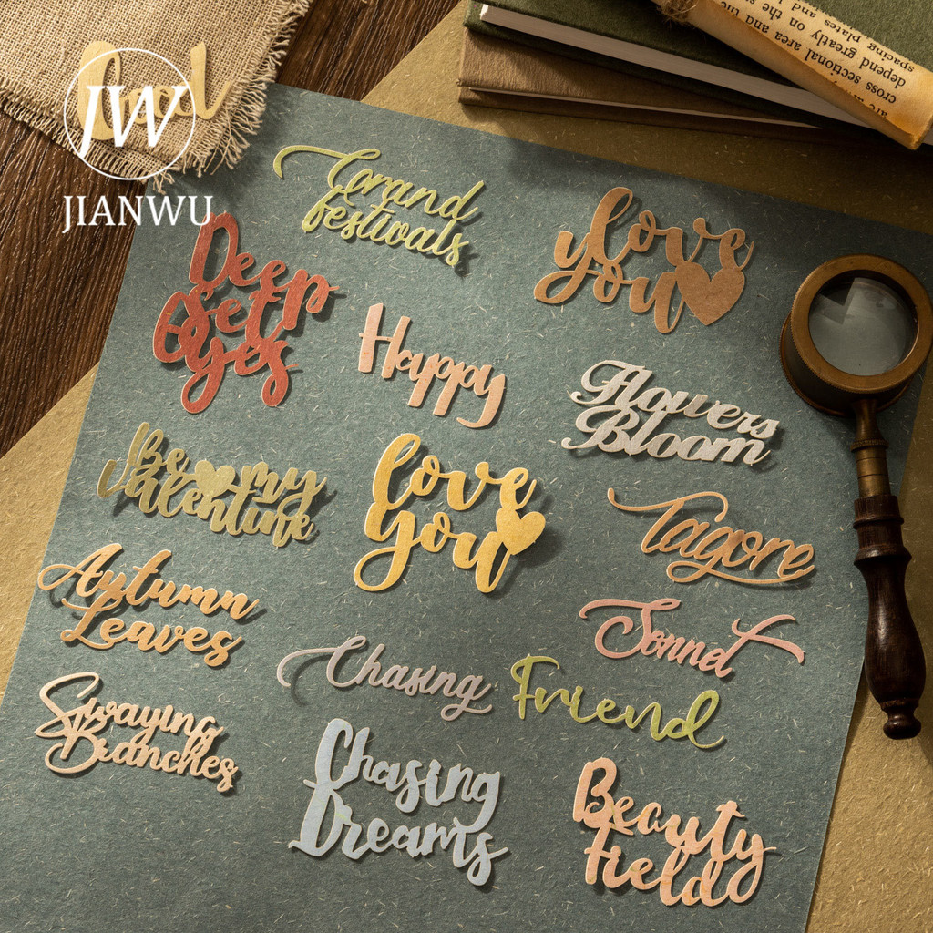 JIANWU Precious Manuscript Series Vintage Hollow English Text Landscape ...