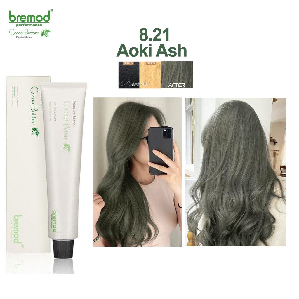 (HOT) Bremod Premium Hair Color 8.21 Aoki Ash 100ml Oxidizing Bleaching ...