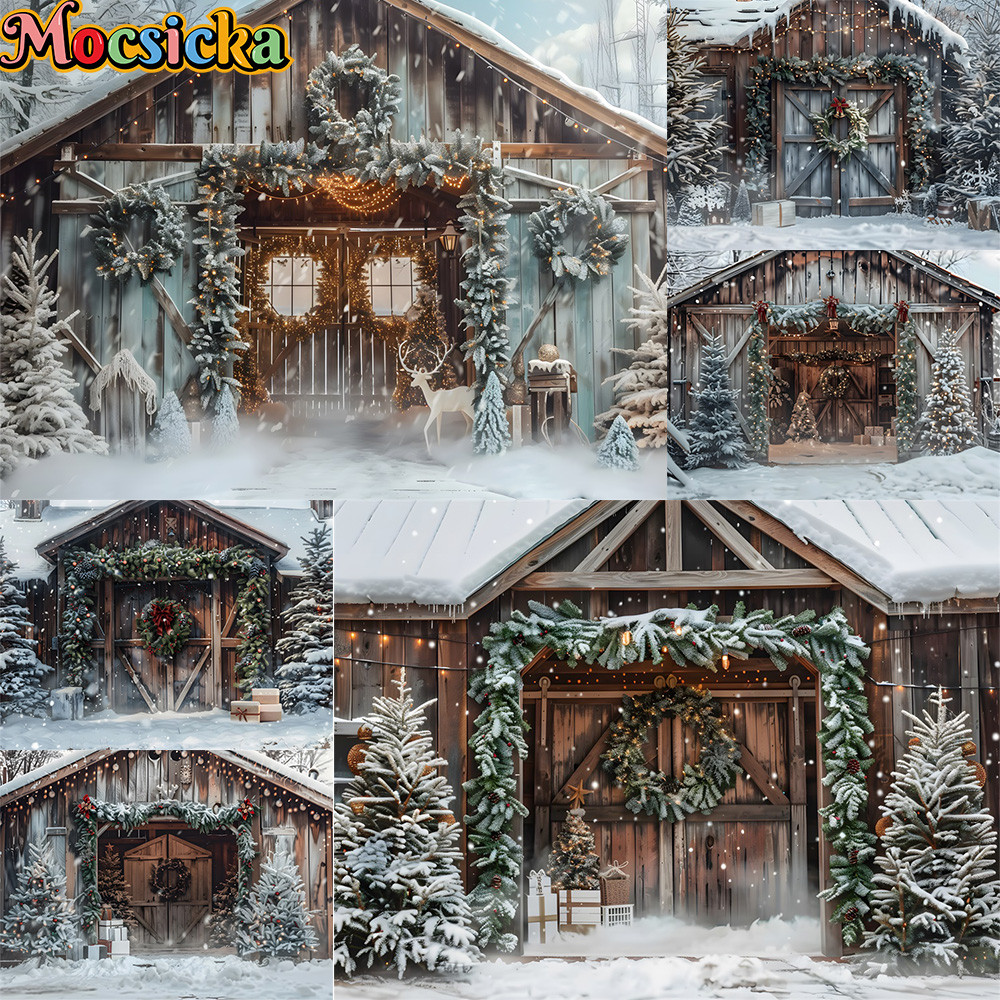 Mocsicka Photography Background Christmas Tree Farm Warehouse Snow ...