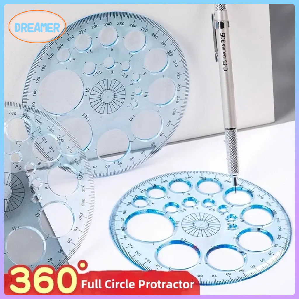 Round Ruler 360 Degree Protractor Plastic All Round Ruler Template ...