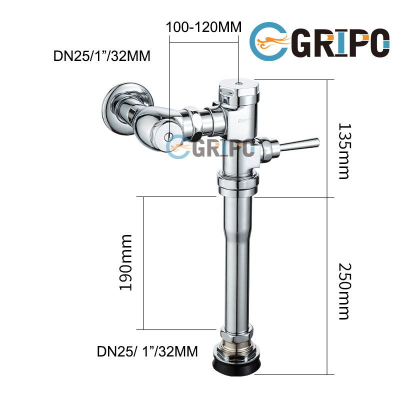 GRIPO High end Brass chrome plated public toilet Flush Valve with ...