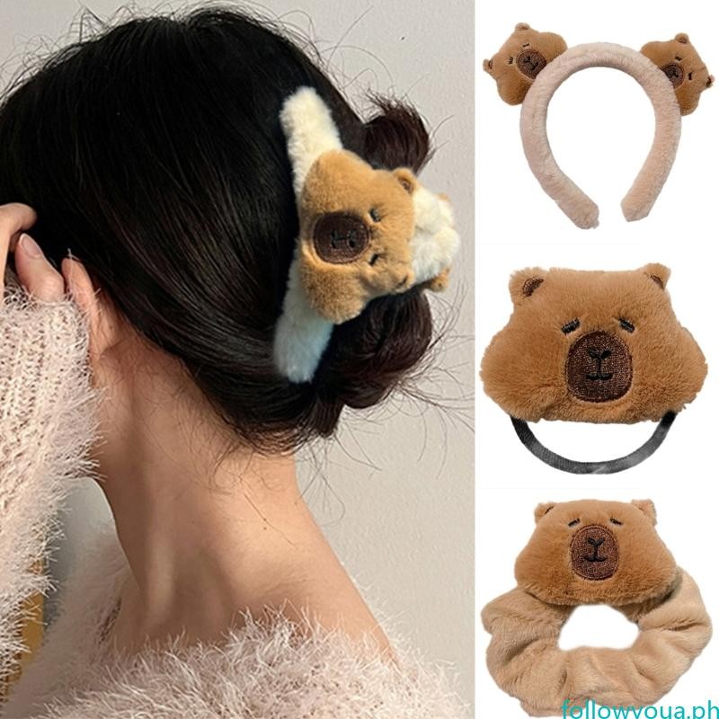 fol Girl Capybara Hair Tie Capybara Furry Hair Clip Headwear Fun ...