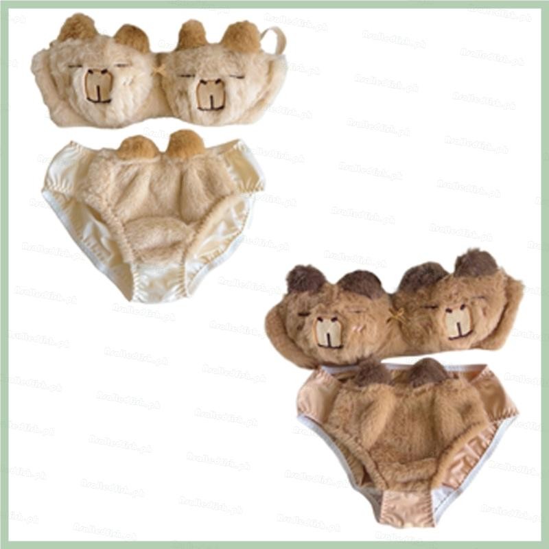 As Women s Anime Capybara Lingerie Plush Bra and Panty Briefs Furry ...