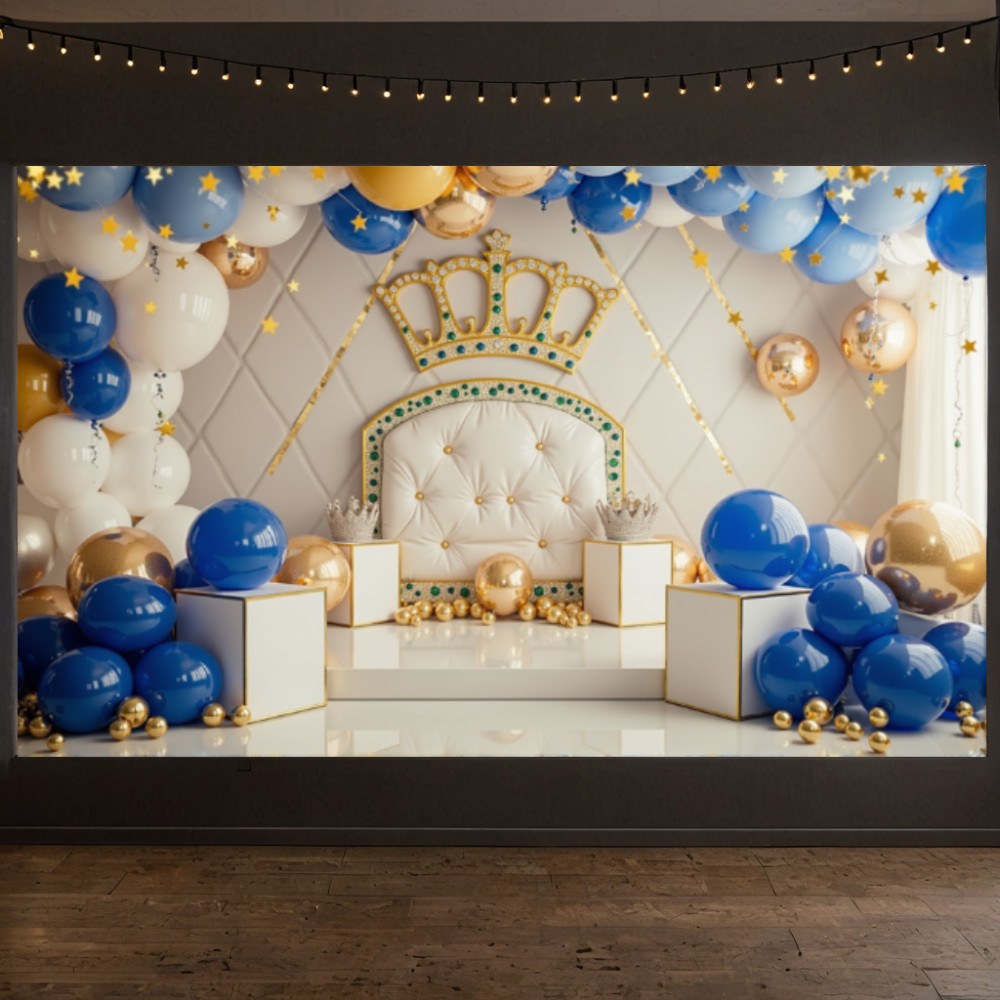 Royal Prince Baby Shower Backdrop for Party Decorations Royal Blue ...