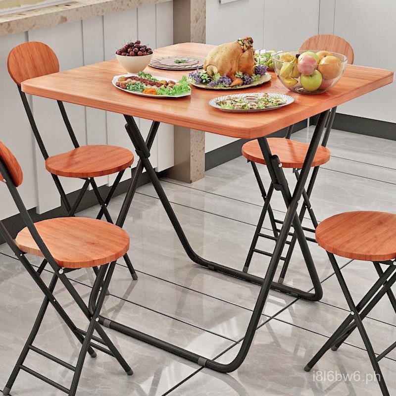 Dining Table Portable Household Four-Table Folding and Shrinking Simple ...