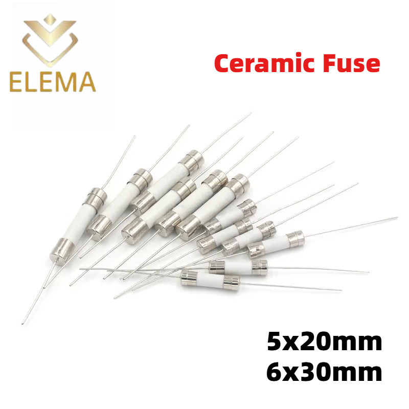 10PCS 5*20mm 6*30mm Ceramic Fuse With pin 1A 2A 3.15A 5A 6.3A 8A 10A 12A 15A 20A 25A 30A 250V ...