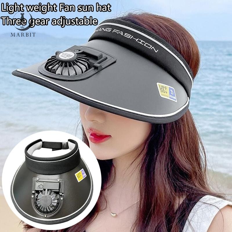 Marbit Breathable Cooling Fan Hat Fan Sun Visor Hat Fishing Hat Cooling ...