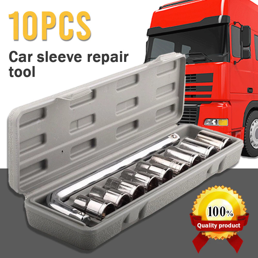 10 Pcs In 1 Socket Wrench Kit Set 1/2" Drive Metric Portable Chrome ...