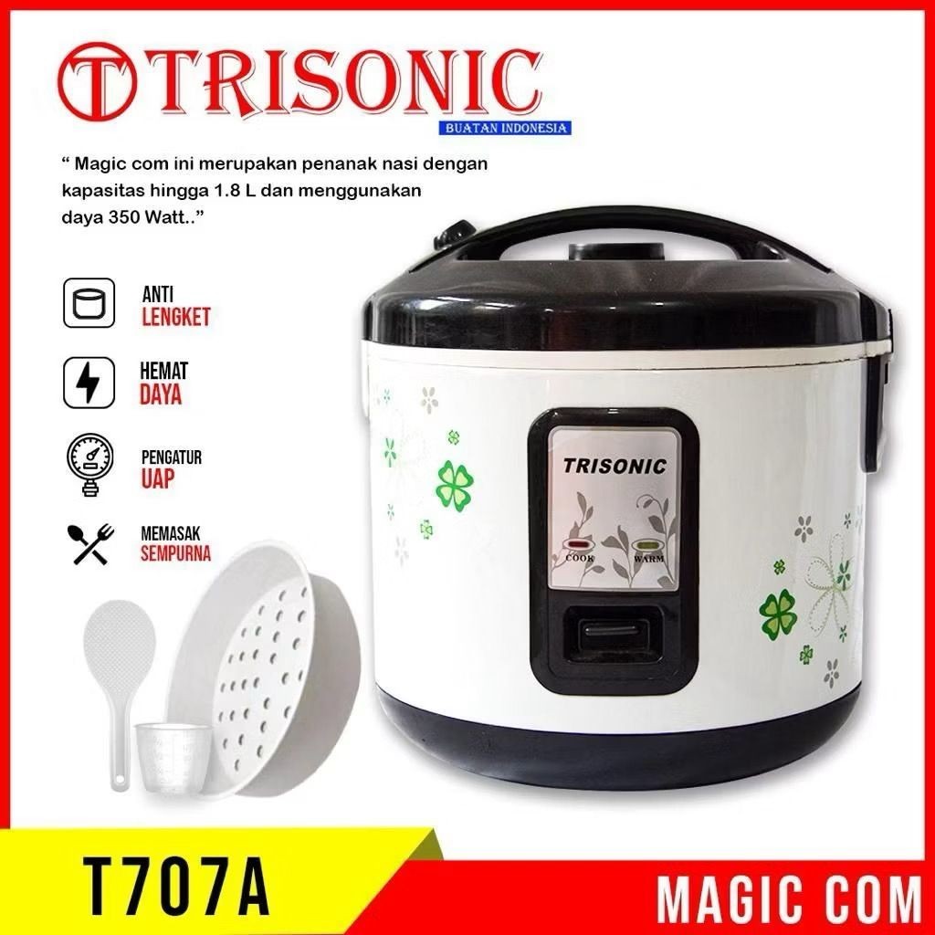 GS|MAGIC COM RICE COOKER CAPACITY 1,8 LITER TRISONIC T-707A | Shopee ...