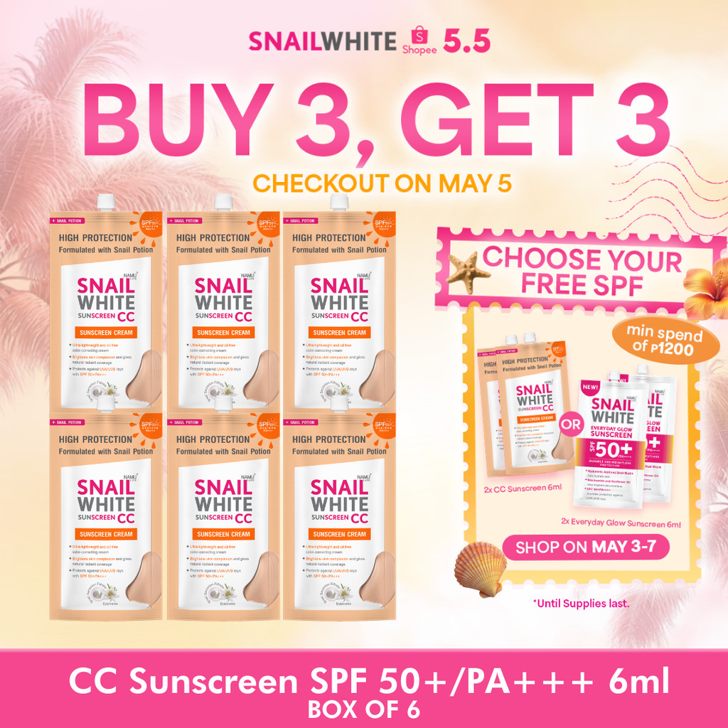 SNAILWHITE CC Sunscreen SPF 50+/PA+++ 6ml Box of 6 | Shopee Philippines
