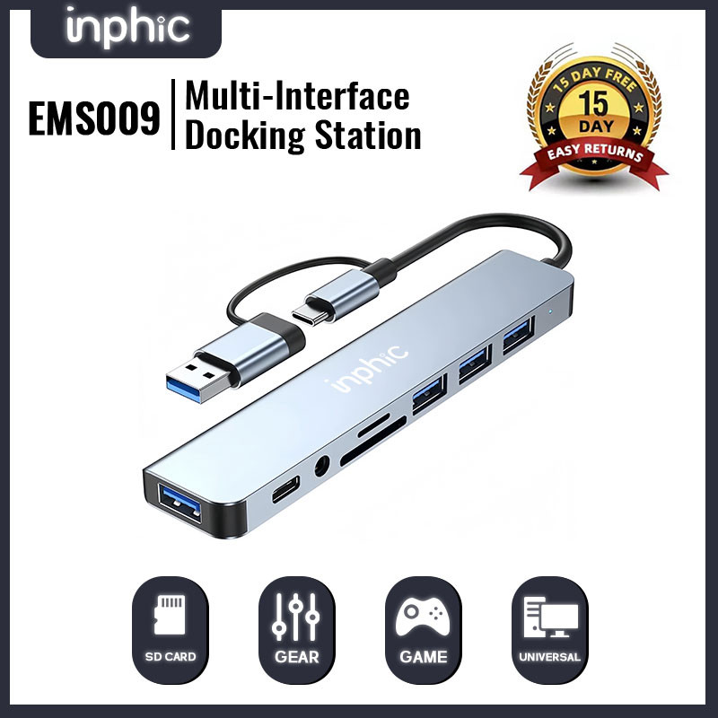 INPHIC USB C Hub USB Splitter 8-in-1 USB Extender with 4 USB Port 1 ...