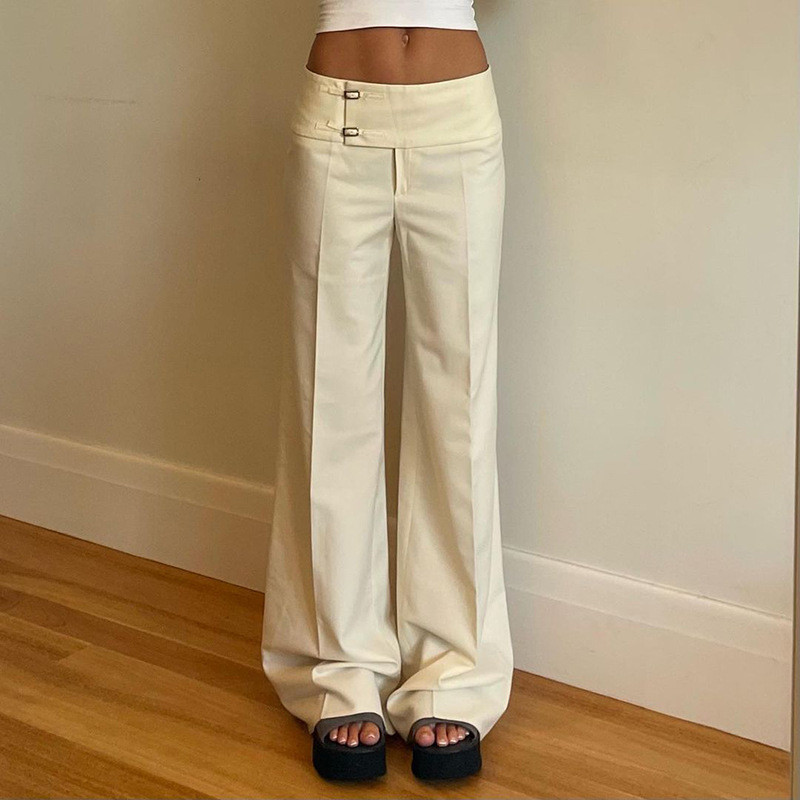 WEANIA Side Hook Straight Low Waist Loose Casual Suit Pants | Shopee ...