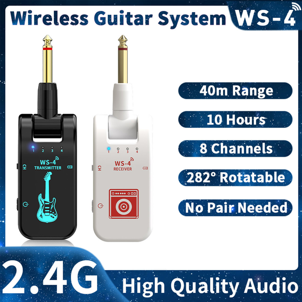 WS-4 2.4GHz Wireless Guitar System 8 Channels Transmitter Receiver Set ...