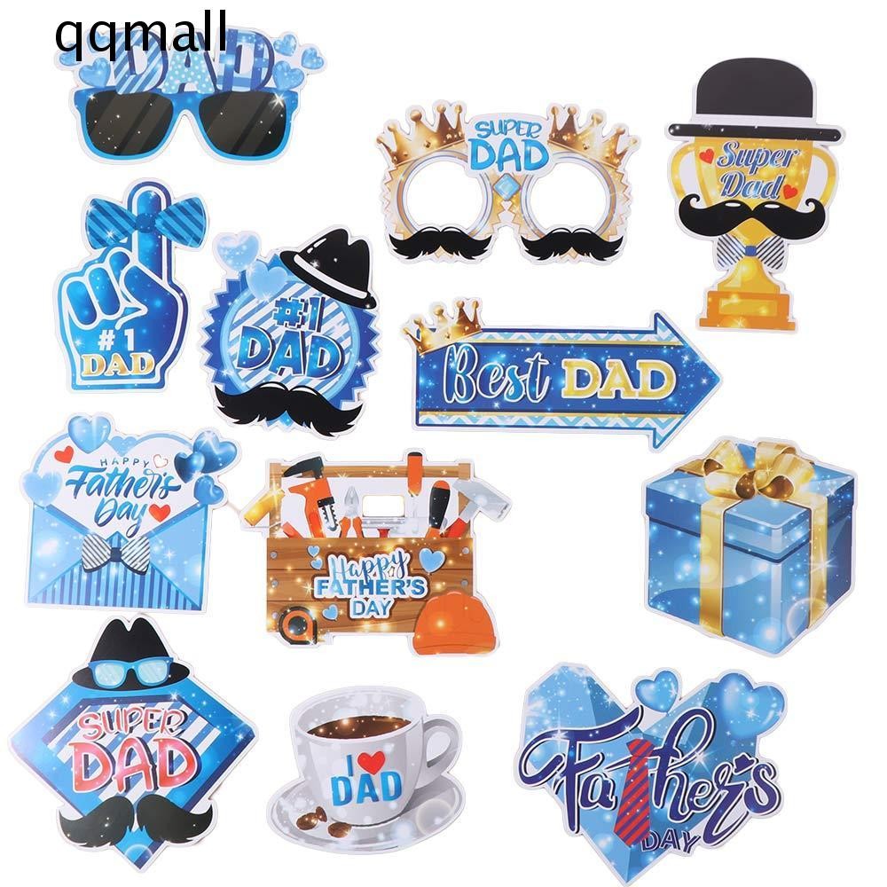 QQMALL 30pcs Father's Day Photo Props, Blue Cap Mustache Glasses DAD ...