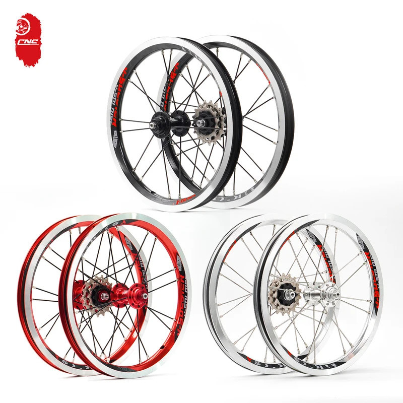 CNC Foldable Bicycle Wheels 14" Folding Bike Wheel Set External 3-speed ...