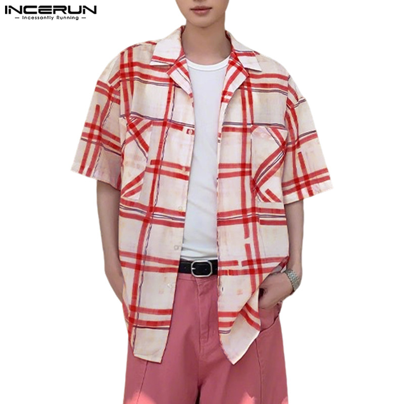 INCERUN Men's plaid casual shirt | Shopee Philippines