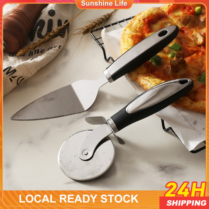 Stainless Steel Pastry Pizza Cutter Set Slicer Pizza Server Shovel ...