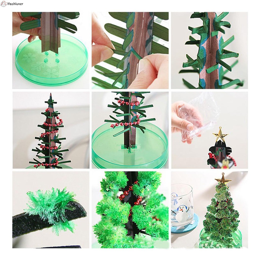 Christmas Paper Growing Tree Colorful DIY Holiday Growing Kit Ornaments ...