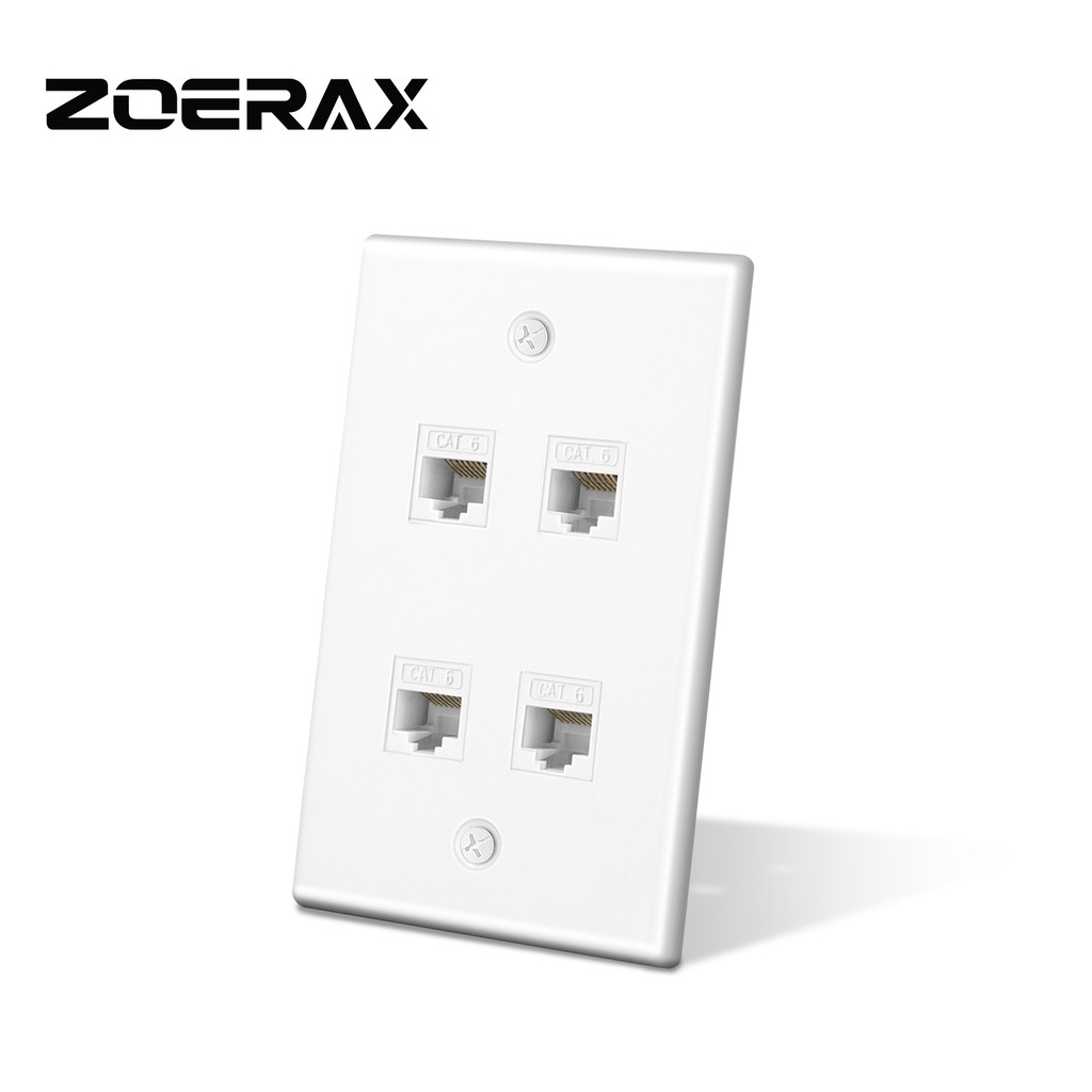 ZOERAX Ethernet Wall Plate Outlet, 4 Port Matte Keystone Wall Plate ...