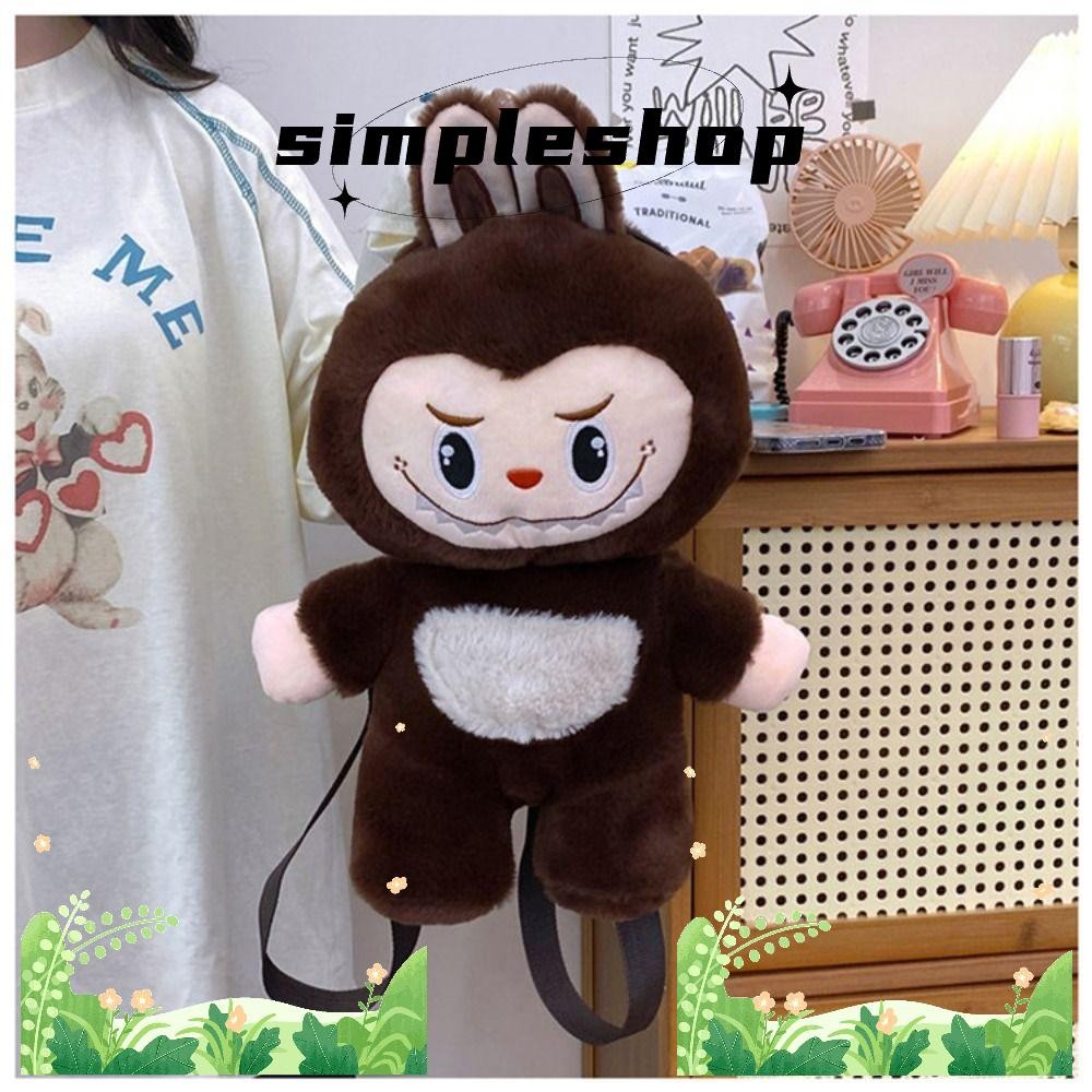SIMPLE Stuffed Toy Backpack, Colourful Cartoon Labubu Plush Backpack ...