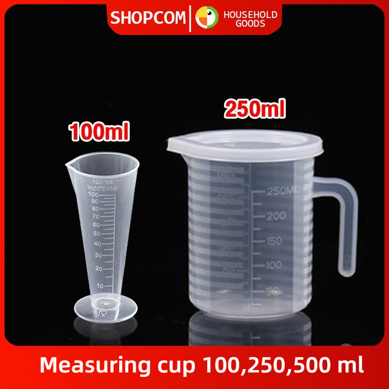 ShopCom 100ml 250ml 500ml Clear Plastic Measuring Cup Pitcher Liquid ...