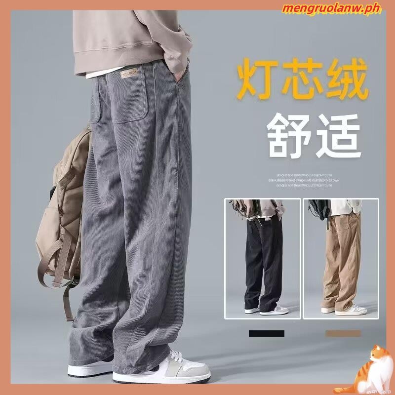 Corduroy Pants For Men Korean Khaki Baggy Straight Cut Slacks Slocks ...