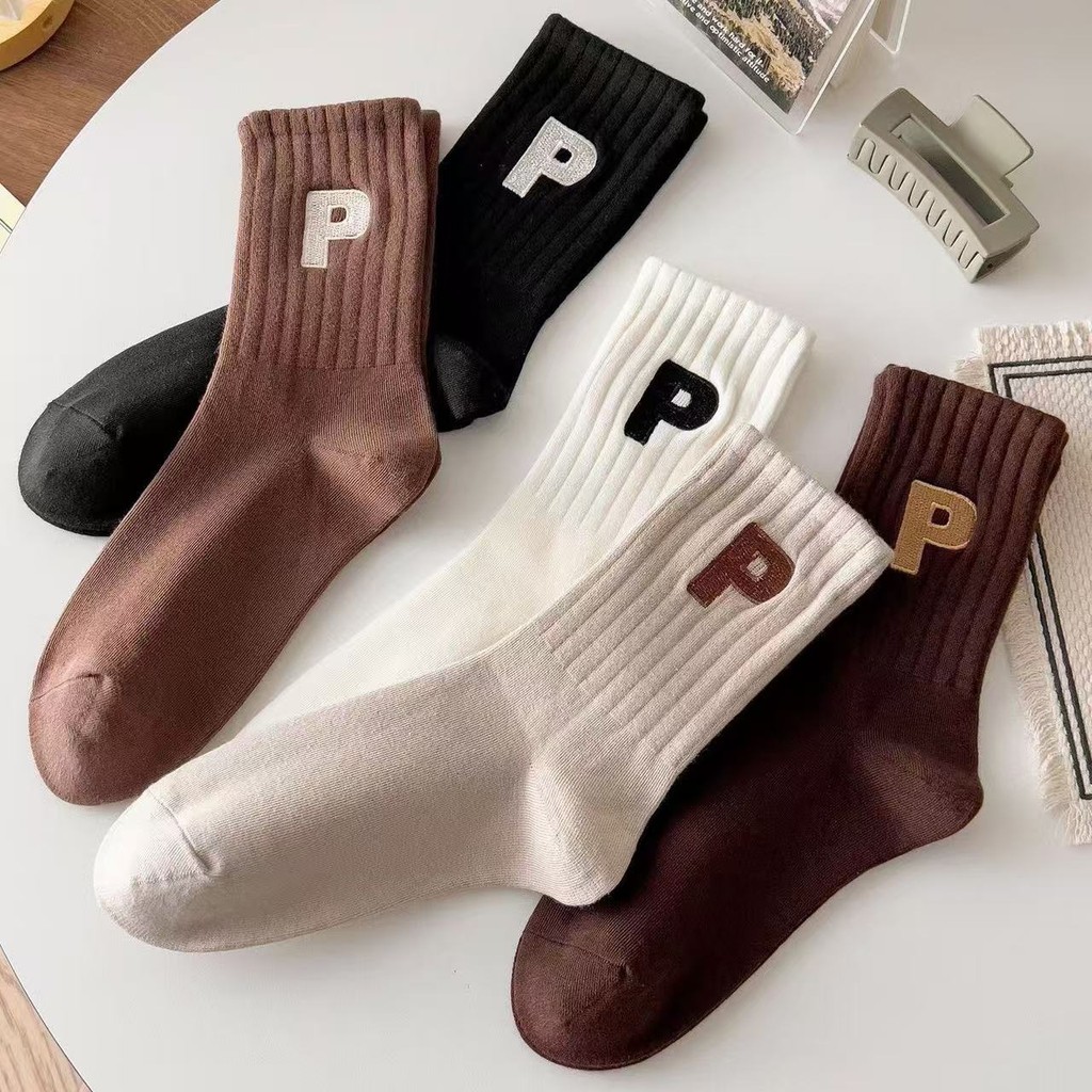 Women Socks Letter P Print Cotton Sport Socks For Men | Shopee Philippines