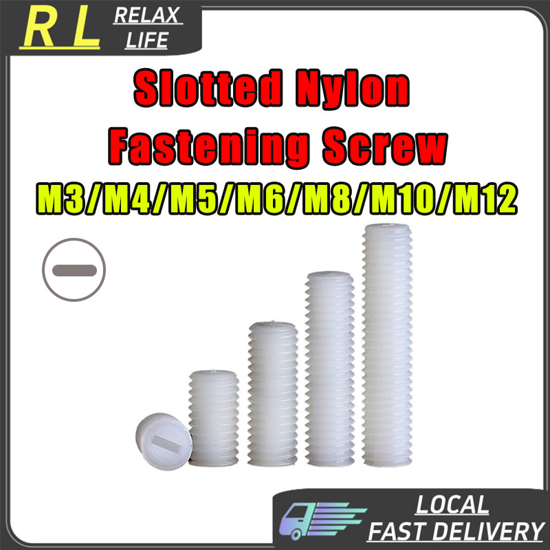 RL Nylon Slotted Set Screw Plastic Thread Flat Head Metric Headless ...